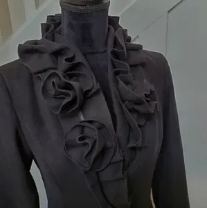 Ricki's | Jackets & Coats | Elegant Black Cloth Coat With Rosette ...